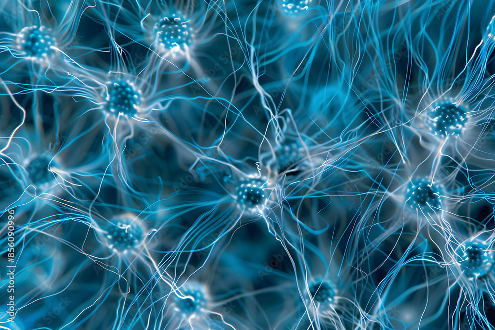 Electron microscopy of brain neural network, cells of brain, electron ...