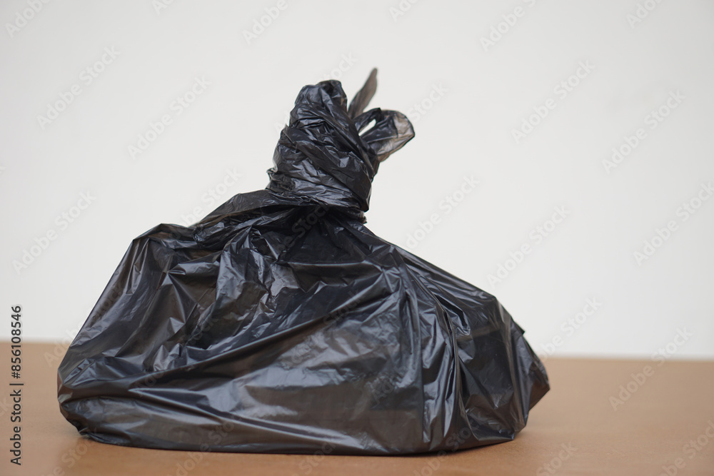 Black garbage bag, prepared for take away rubbish. Concept,rubbish ...