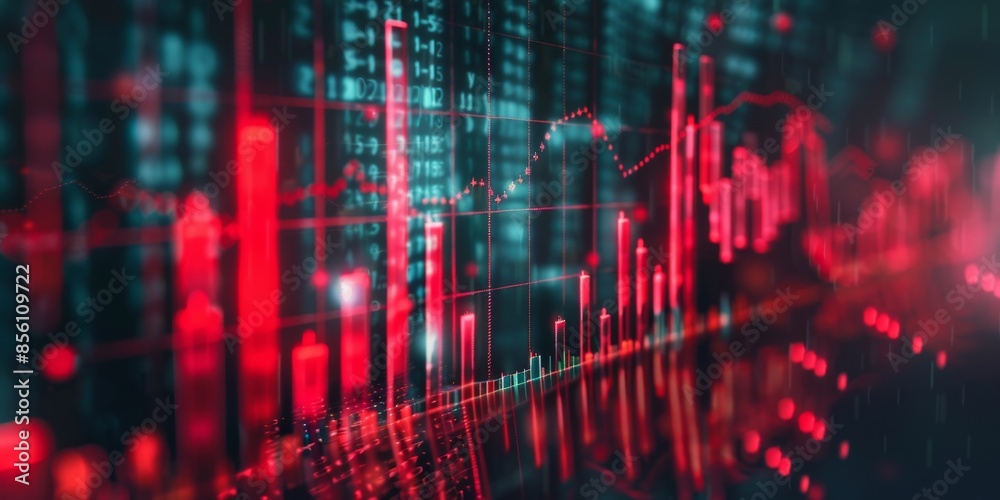 Red Bar Chart Displaying Volatile Trends Indicating Bear Market Decline ...