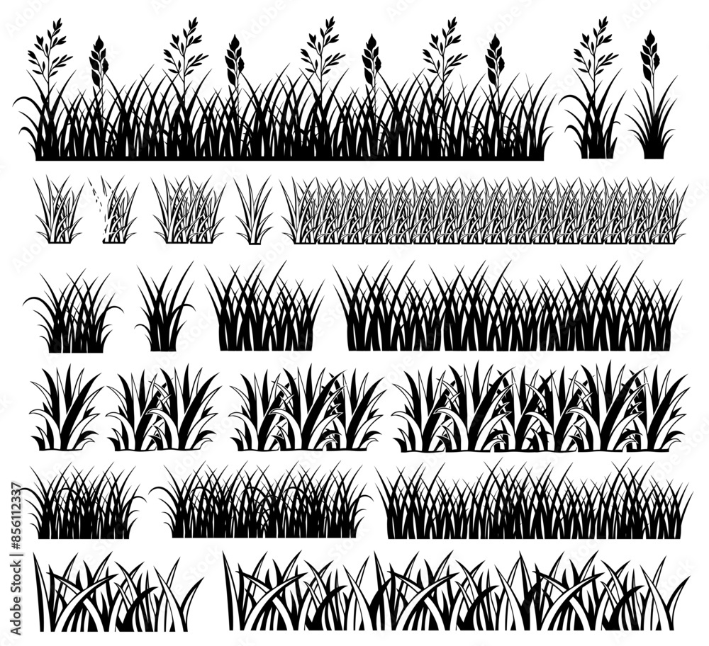 Grass SVG Bundle, Grass Lawn SVG, Grass Silhouette, Grass Cut File ...