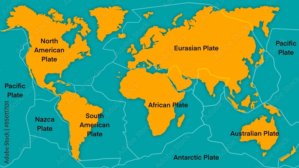 Map of Earth's principal tectonic plates, Tectonic Plate World Map ...