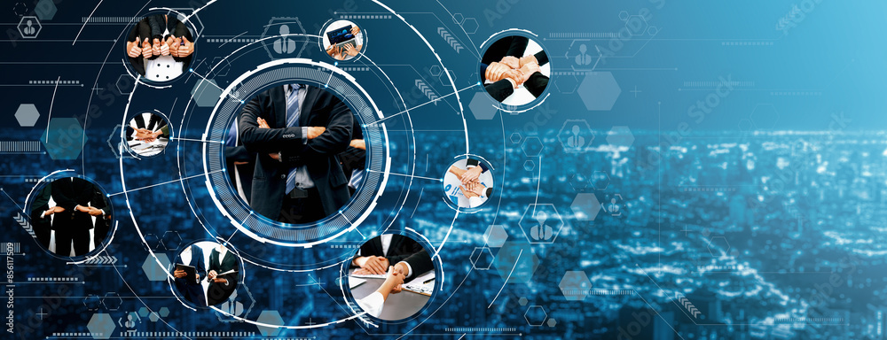 Teamwork and human resources HR management technology concept in ...