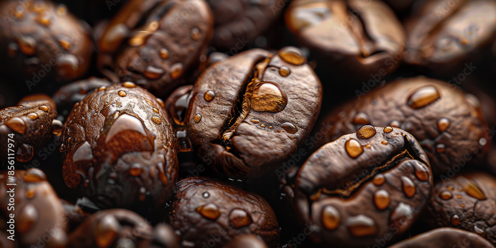 Fresh clean wet coffee beans close up cinematic background wallpaper ...