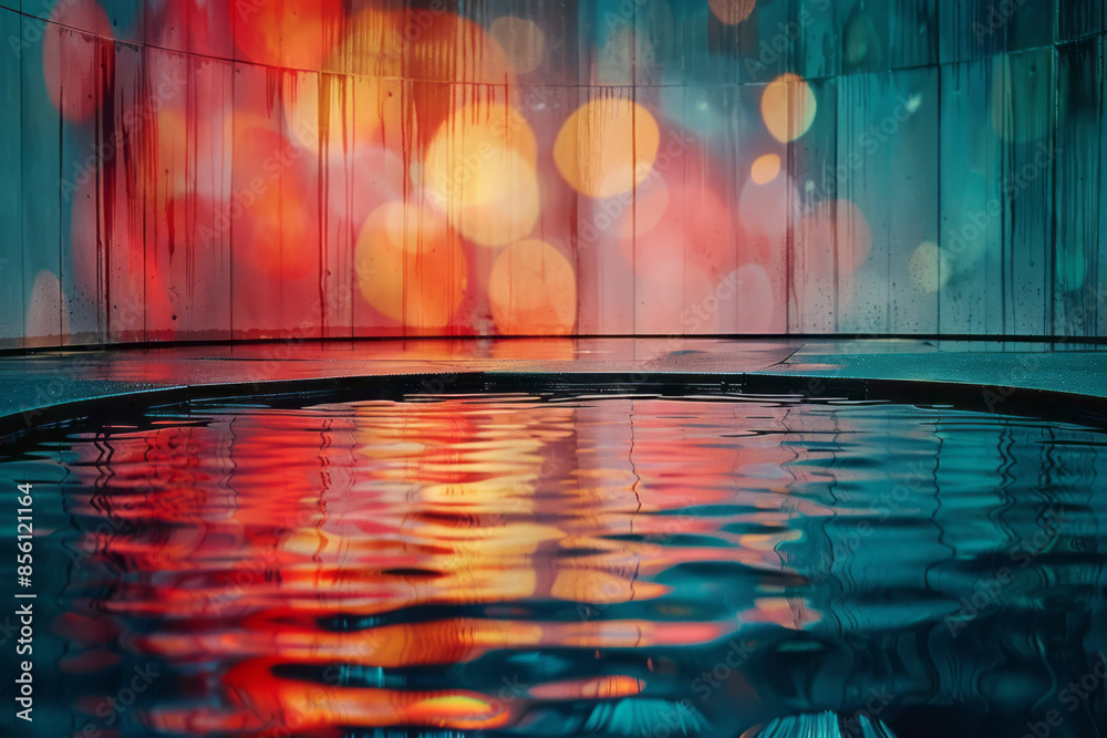 ภาพประกอบสต็อก Study in color and reflection with deep, rich colors ...