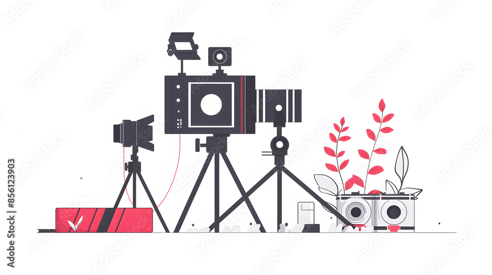 Video production dark theme style vector concept illustration isolated ...