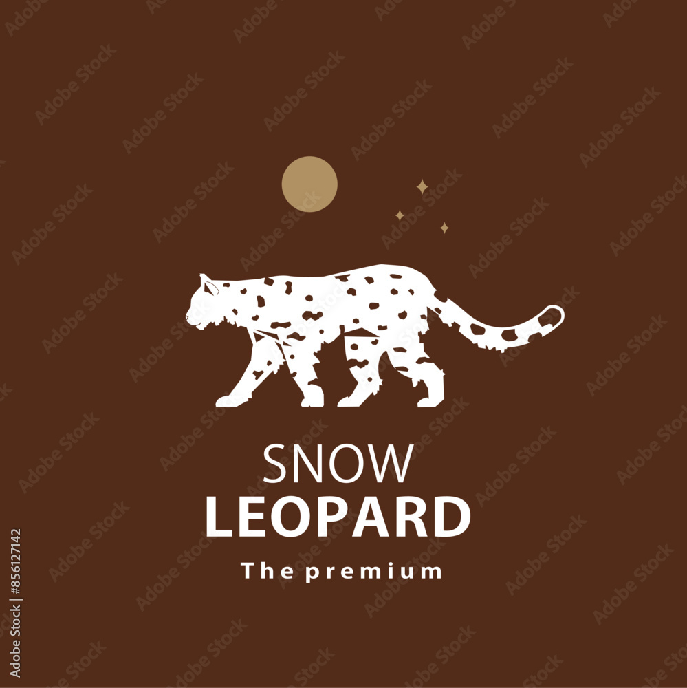 vintage retro hipster snow leopard logo vector outline silhouette art icon Stock Vector | Adobe ...
