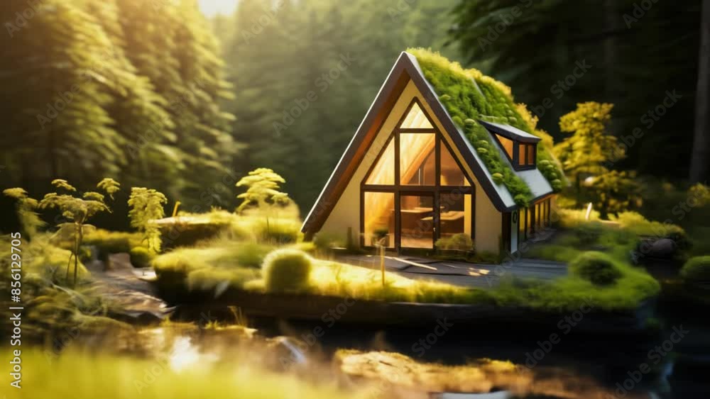 Eco-Friendly Tiny House in Forest Setting with Sun Flare, Sustainable ...