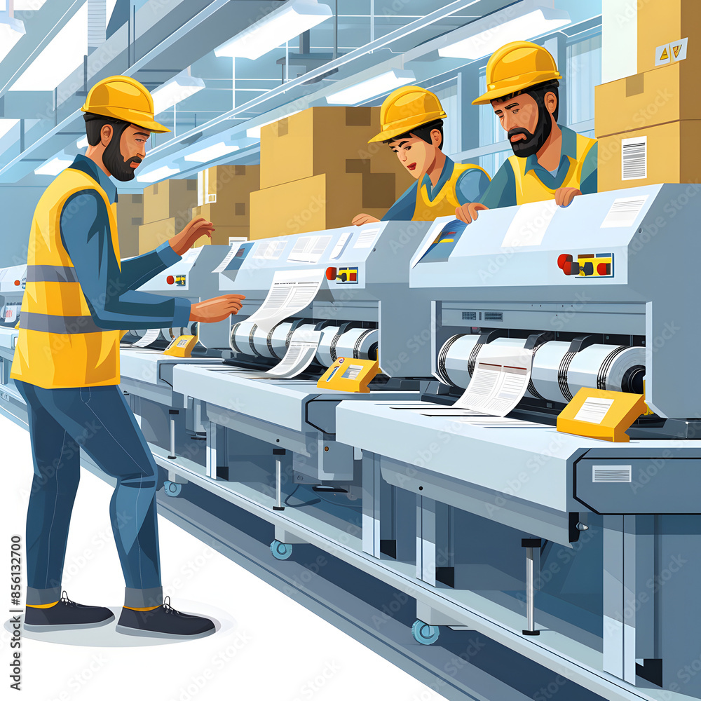 Portrait of production line workers controlling manufacturing process ...