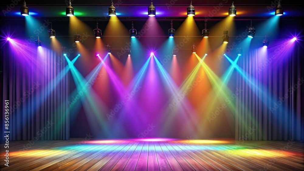 Modern dance stage with colorful spotlight background, modern, dance ...