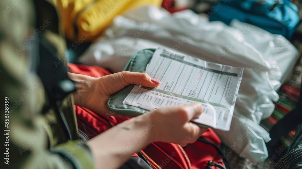 Ensuring Packing Accuracy - Close-up of Hand Holding Packing List for ...