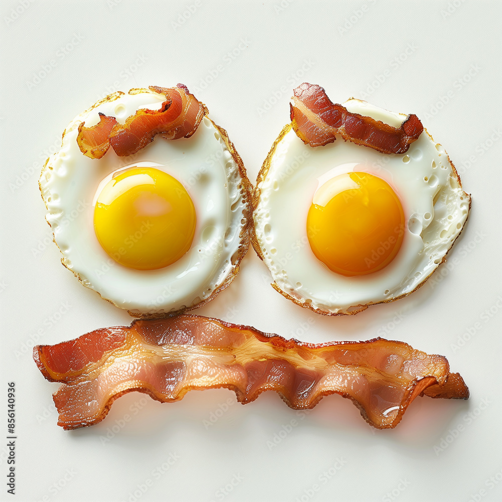 Fondo con detalle y textura de huevos fritos y loncha de bacon, creando ...