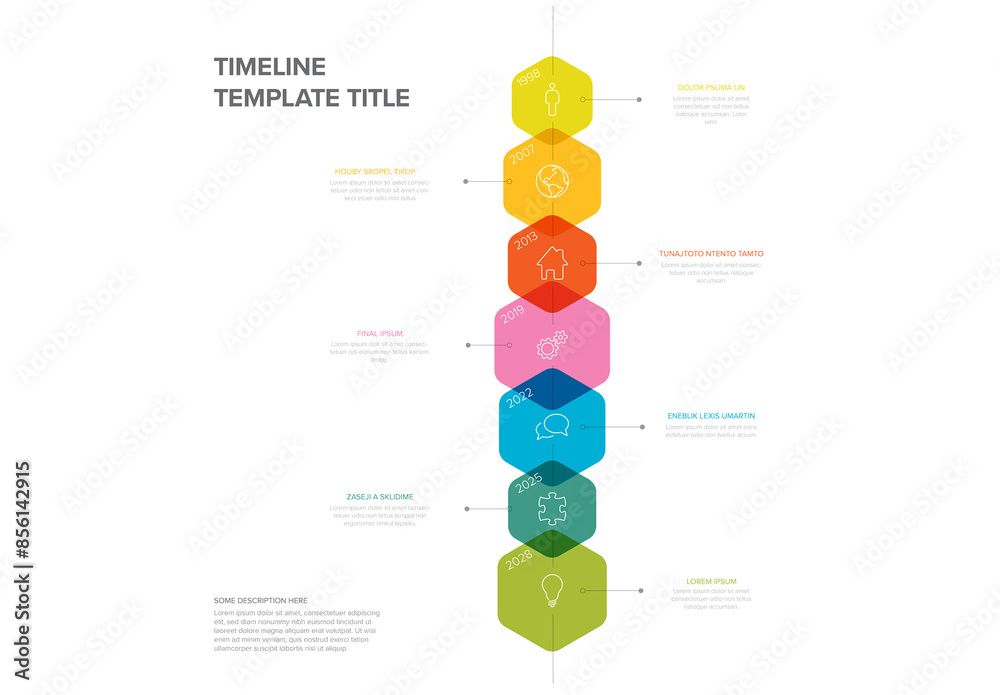 Rainbow color vertical hexagons on the time line - multipurpose ...