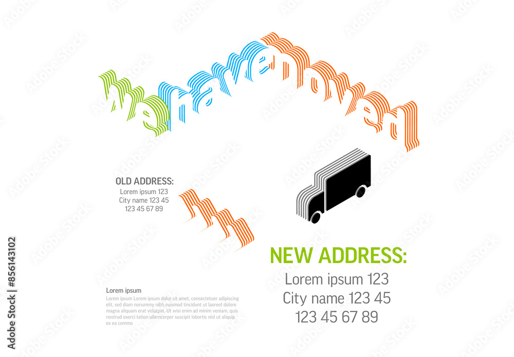 We have relocated - simple we have moved poster flyer illustration with ...