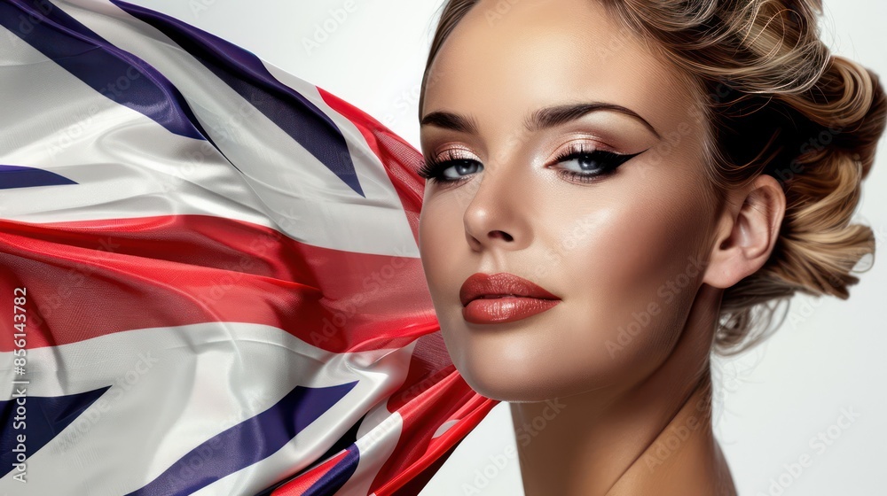 The British flag waving in front of a British model is charming and ...