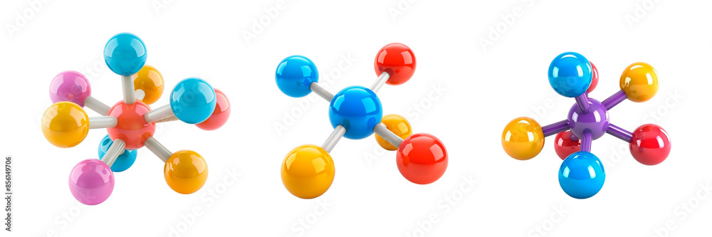 3D set of chemical compounds png. Set of molecules. structural chemical ...