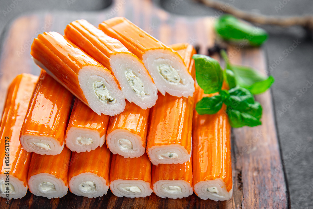crab stick stuffing cream cheese and herbs natural fresh appetizer meal ...