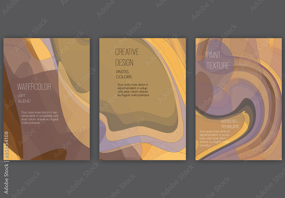 Flyer Layout with Abstract Overlapping Pastel Transparent Shapes Stock ...