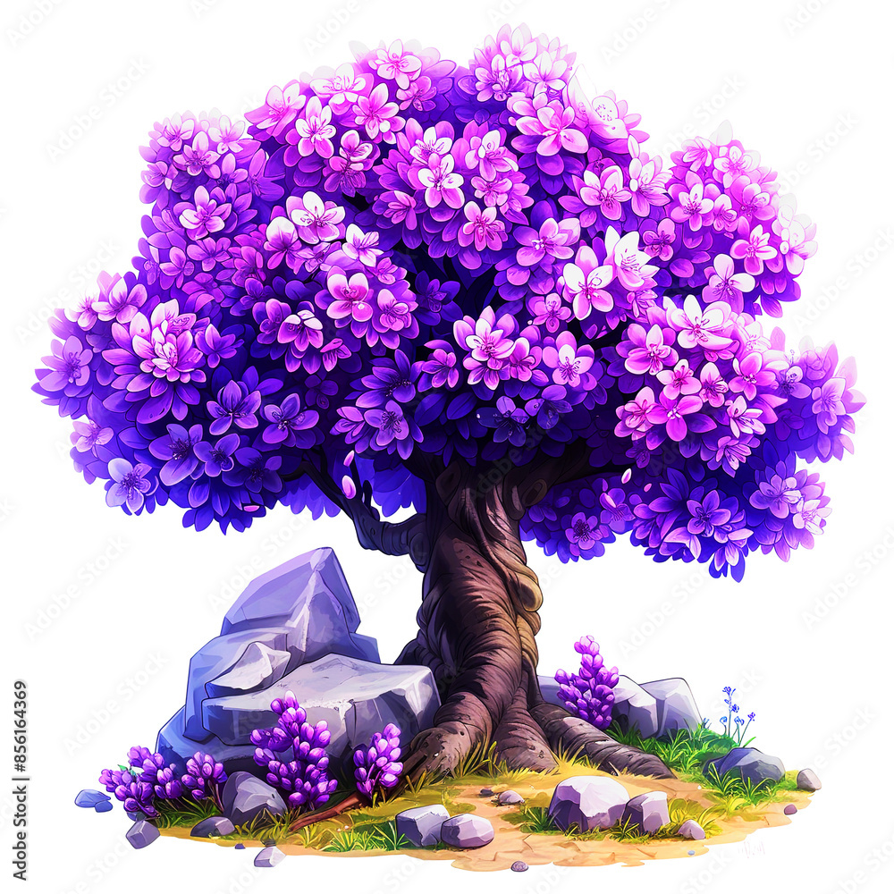 Cartoon Redbud tree isolated on a white background. Redbud tree cartoon ...