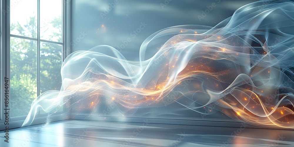 modern of an air flow effect on a white background abstract light ...