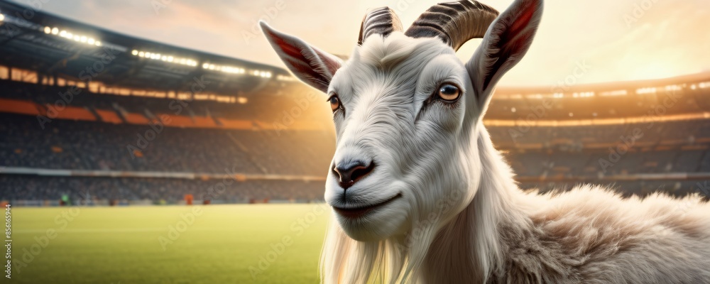 Closeup of a goat in soccer stadium. Extremely detailed and realistic ...