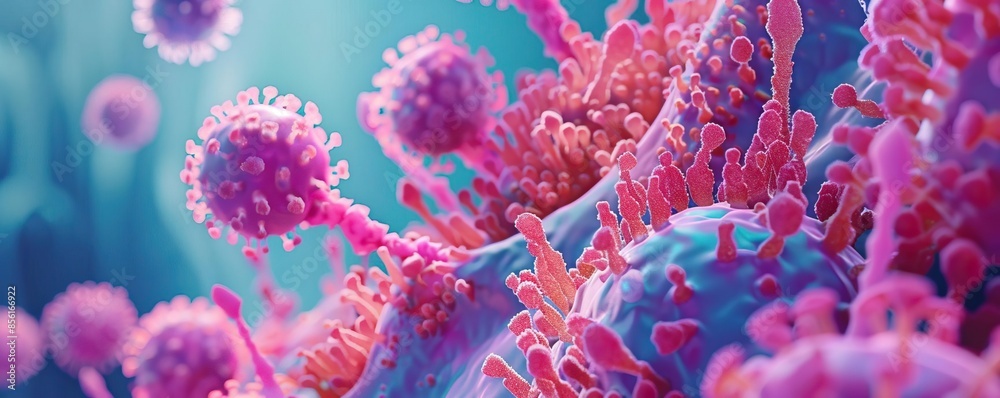 An educational poster in a medical laboratory showing the progression ...