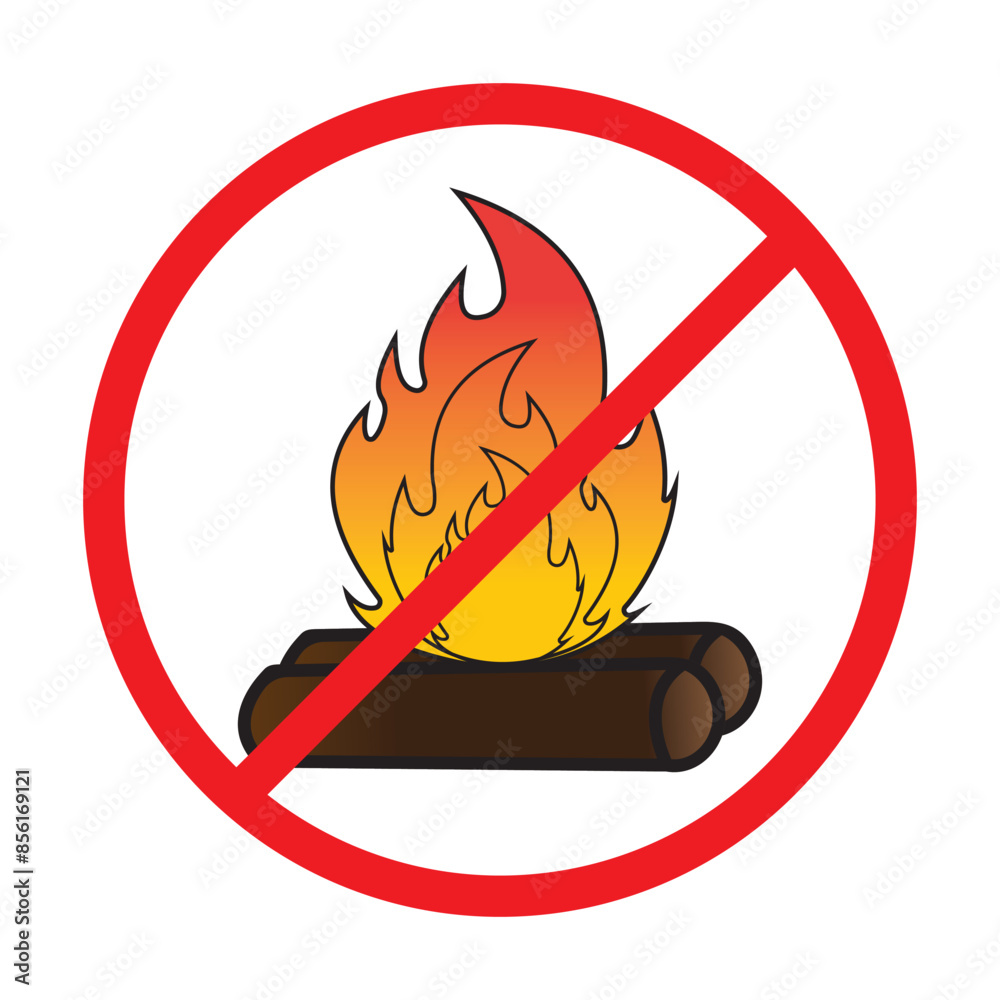 Stop fire icon, no fire and no smoking sign, icon, vector. No fire ...