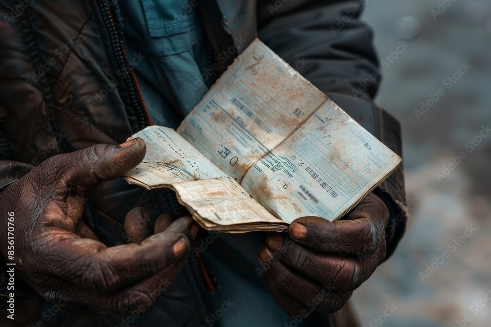 Refugee's Hands Holding Identification Documents Representing Journey ...