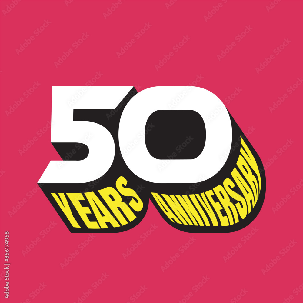 50 years anniversary 3D logo. 50th anniversary sticker, label, badge ...
