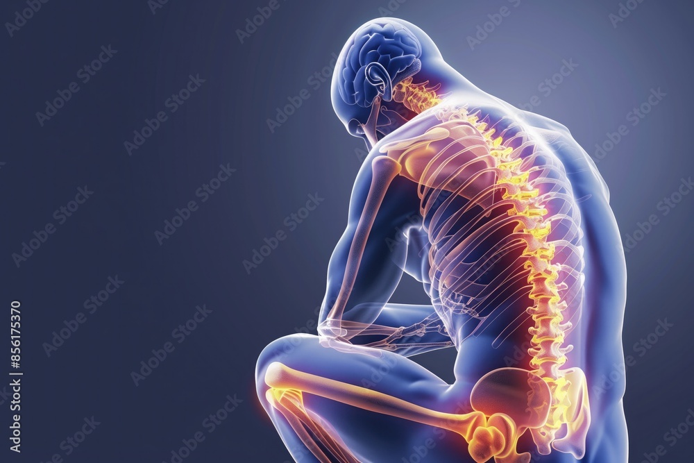 Human back showing spine with multiple pain points highlighted, perfect ...