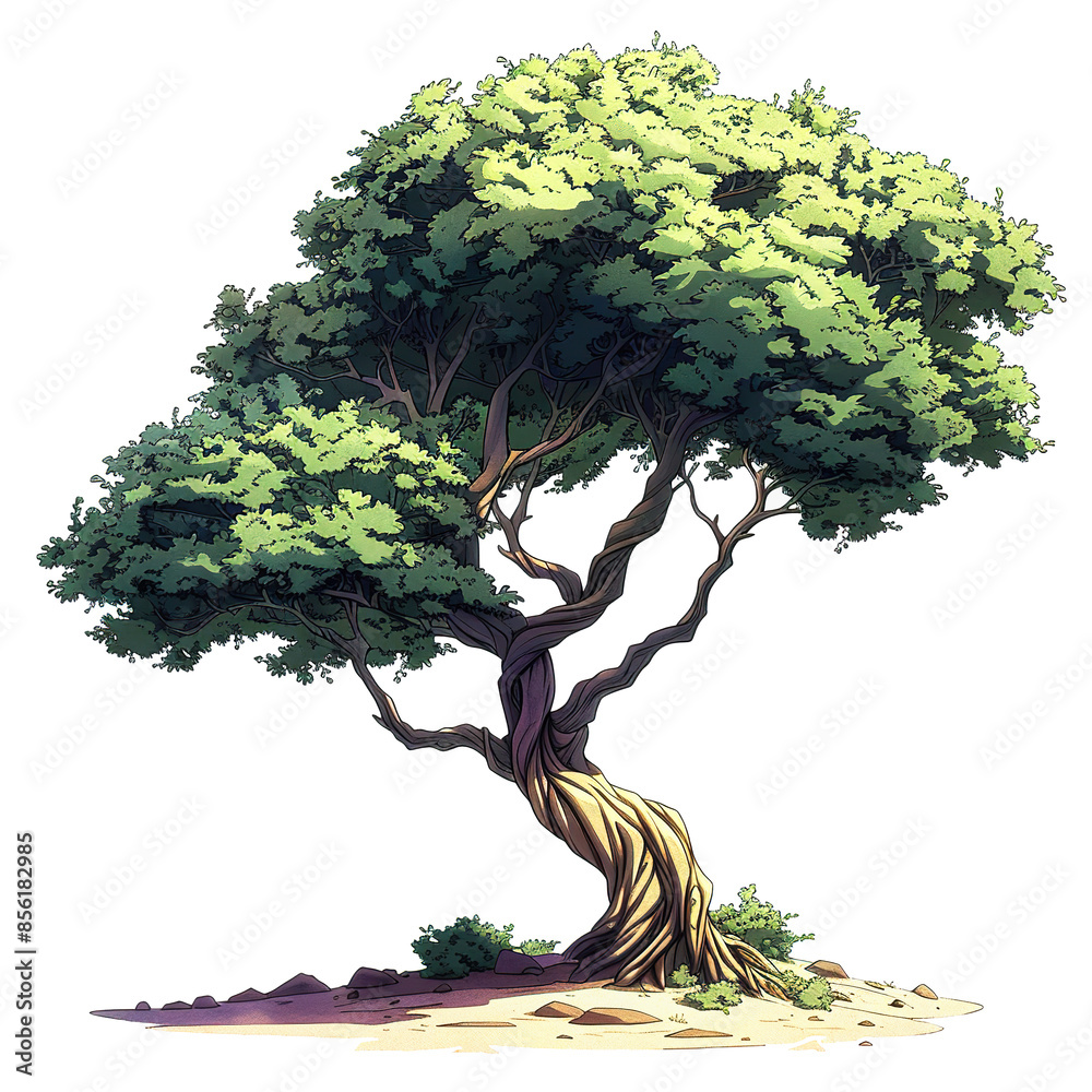 Cartoon Neem tree isolated on a white background. Neem tree cartoon ...