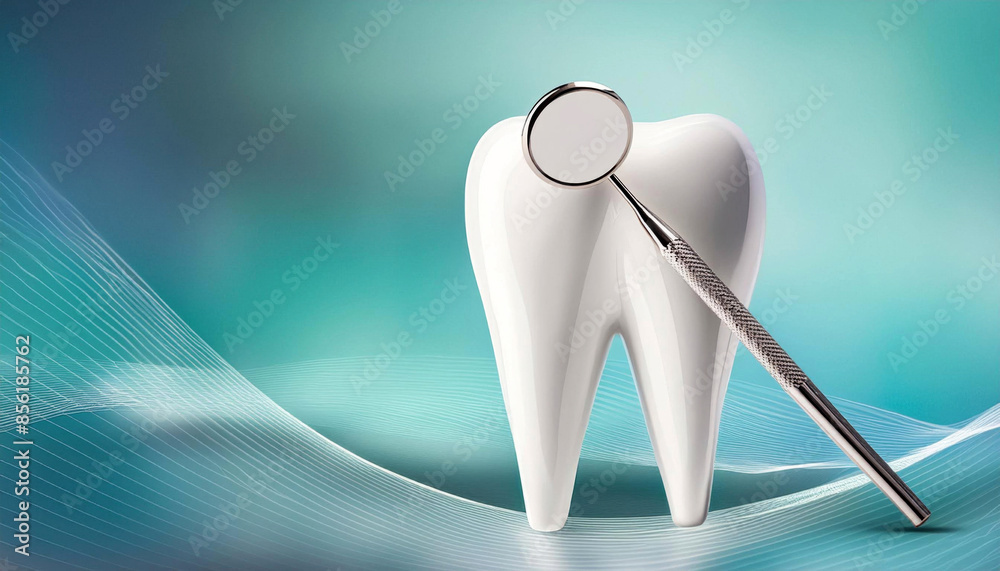A highly stylized representation of a white,molar tooth with a trick ...