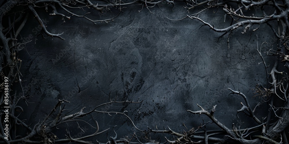 Gothic Dark Fantasy Background Composed of Dry Branches, Thorns, and ...