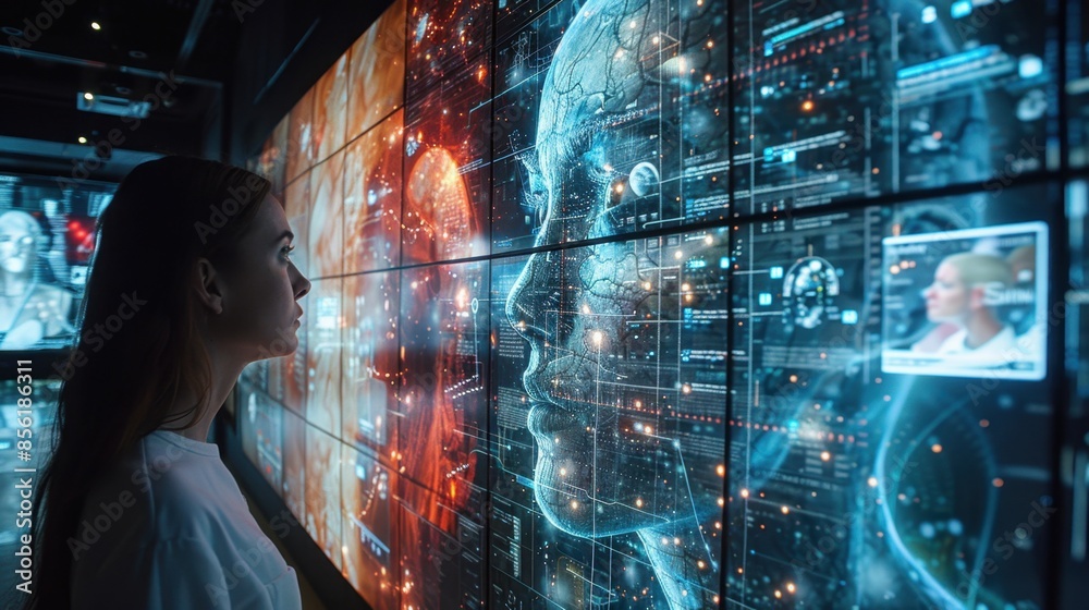Inside a digital lab, a high-fidelity digital replica of a human is ...