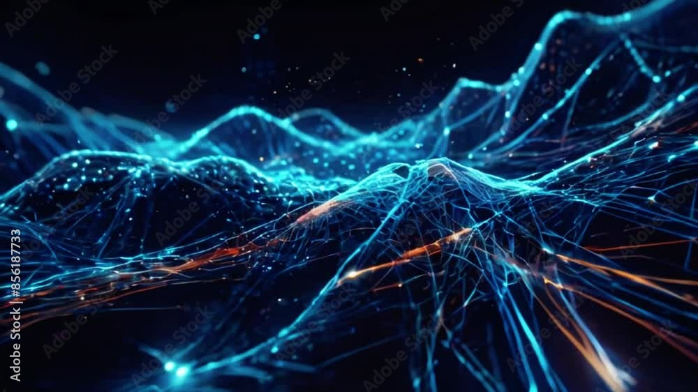 3d looped bg data flow concept, sci-fi background digital space. Blue ...