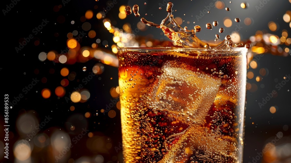 Carbonated drink concept soda bubbles explode underwater with cola fizz ...