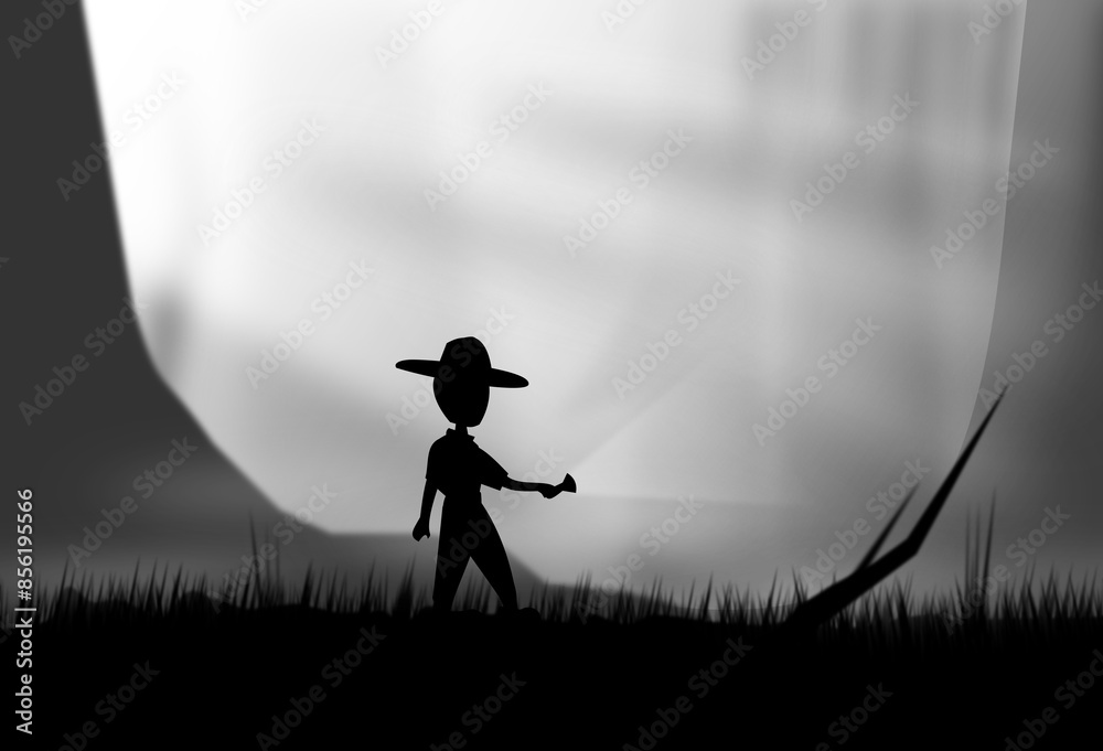Forest Ranger In the Dark Forest with silhouette style suitable with ...