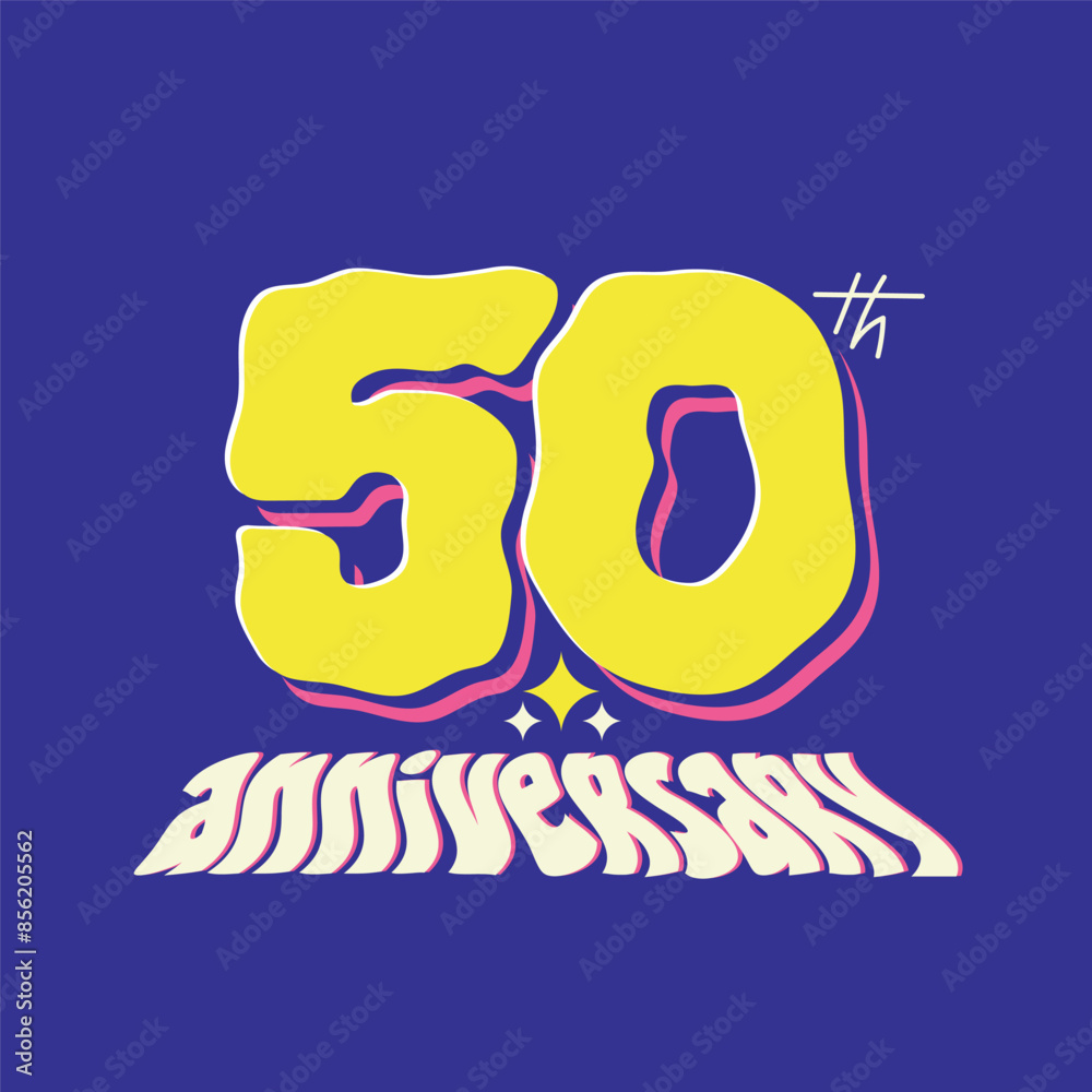 50 years anniversary 3D logo. 50th anniversary sticker, label, badge ...