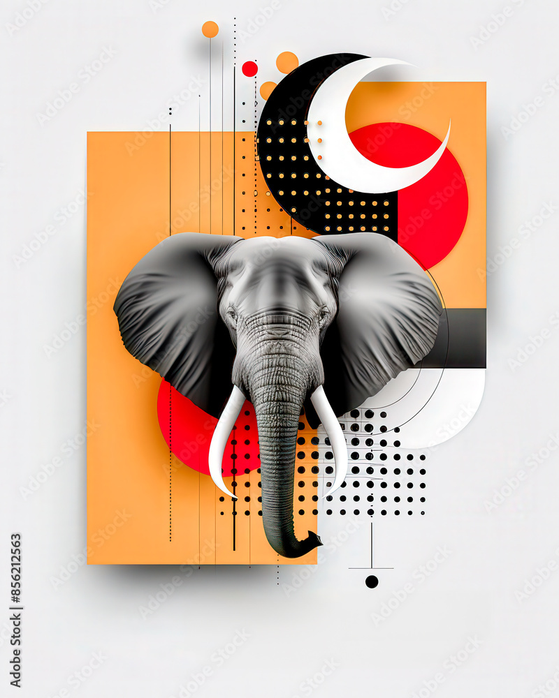 Neo-Surrealist Abstract Art: Intricately Designed Elephant Portrait ...
