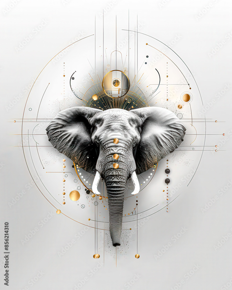 Neo-Surrealist Abstract Art: Intricately Designed Elephant Portrait ...