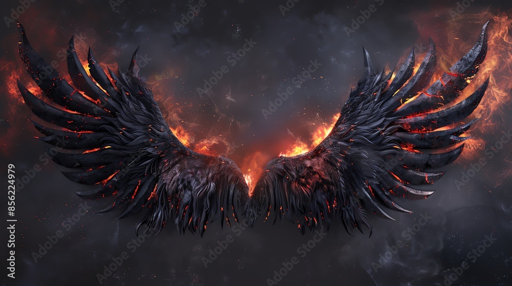 Demon wings with dark and fiery design, ominous background, Wings, Dark ...
