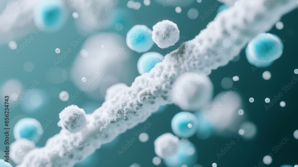 Microscopic capture of vivid, round mold spores, cinematic lighting ...