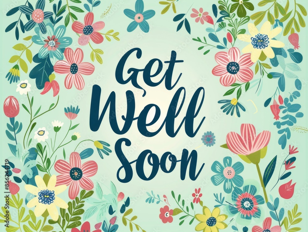 Get well soon floral card. Send well wishes with this bright and ...