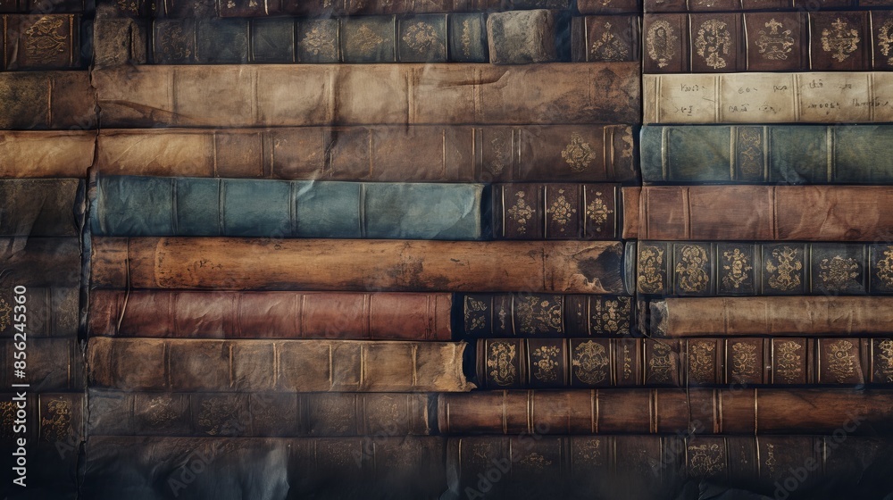 Old stacked books background. Many of beautiful retro book covers ...
