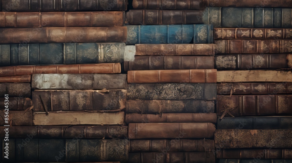 Old stacked books background. Many of beautiful retro book covers ...
