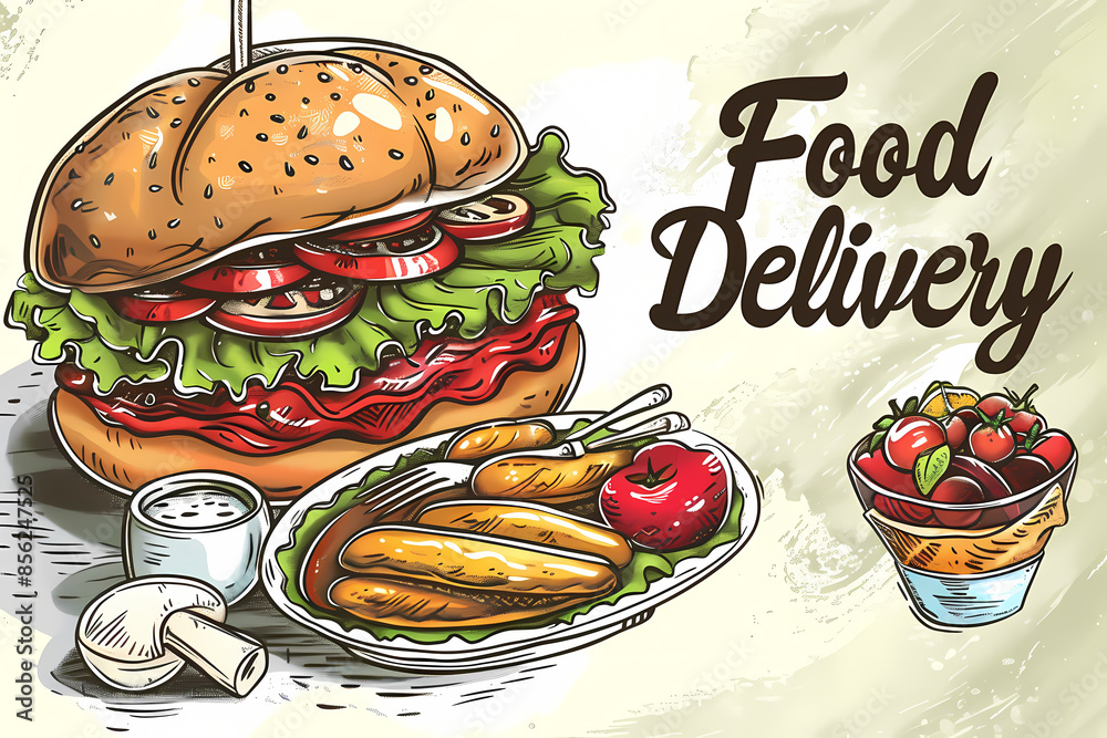 Food Delivery Template Design, Online Food Delivery Layout, Restaurant ...