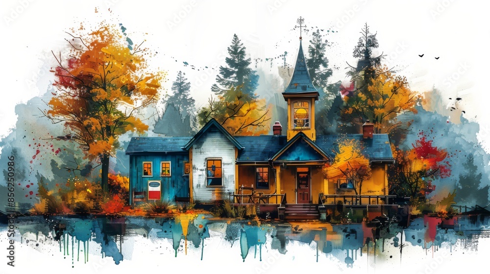 Craft vector illustrations of a community center, representing a hub ...