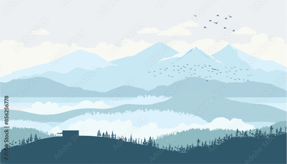 nature architectural section background mountain, landscape scenery ...