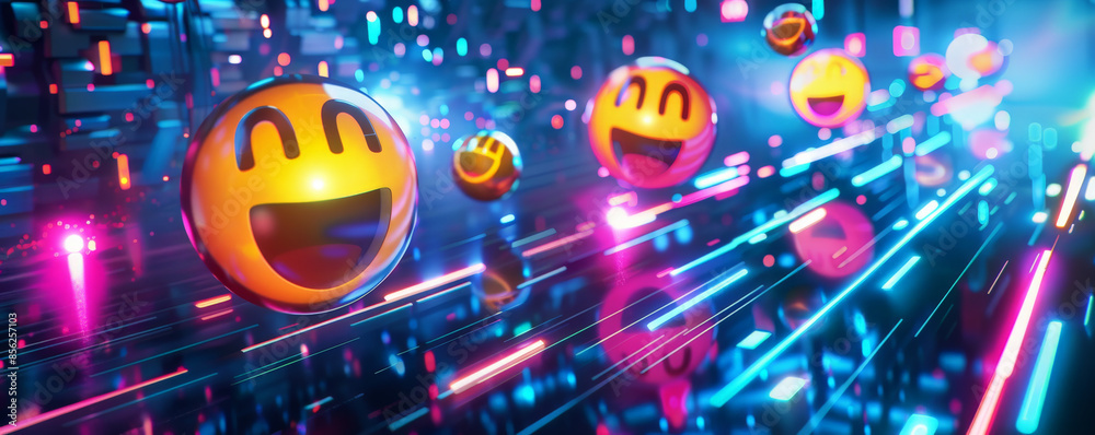 World Emoji Day background featuring a digital art style with emojis ...