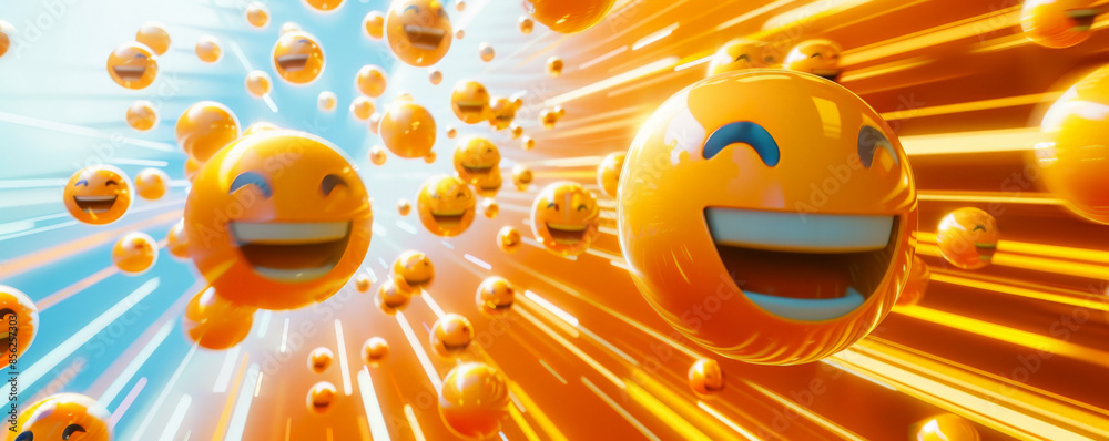 World Emoji Day background with a dynamic pattern of moving emojis ...