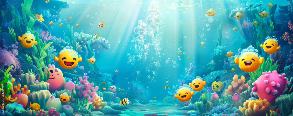 World Emoji Day background with a fun, underwater scene featuring ...
